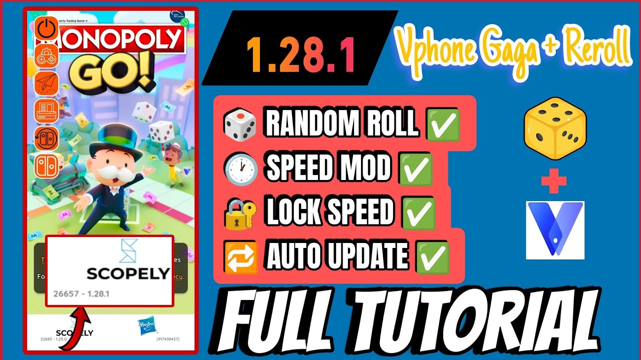 Monopoly Go 1.28.1 (Random Roll) | Full Tutorial | Reroll | Monopoly Go Mod | Vphone - YouTube