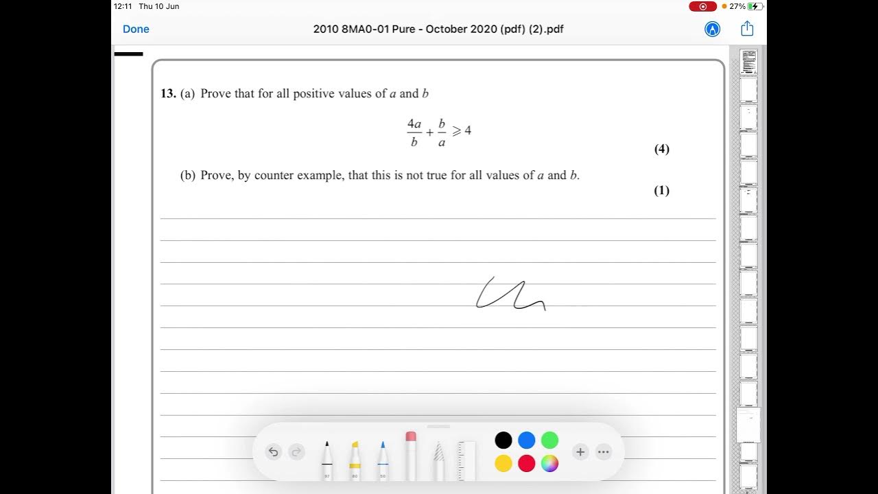 Question 13 October 2020 Pearson Edexcel AS Maths - YouTube