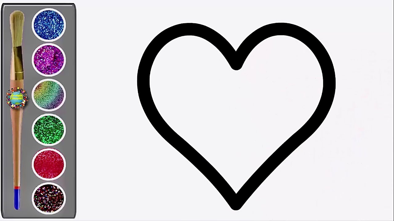 KALP NASIL ÇİZİLİR, KALP ÇİZİMİ, GLİTTER BOYALI KALP ÇİZİMİ, Kolay ...