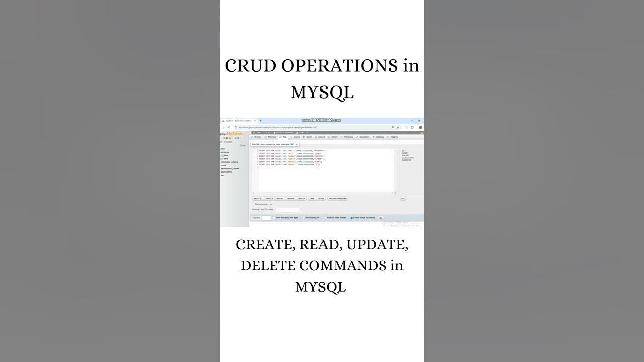 CRUD OPERATIONS in MYSQL - YouTube
