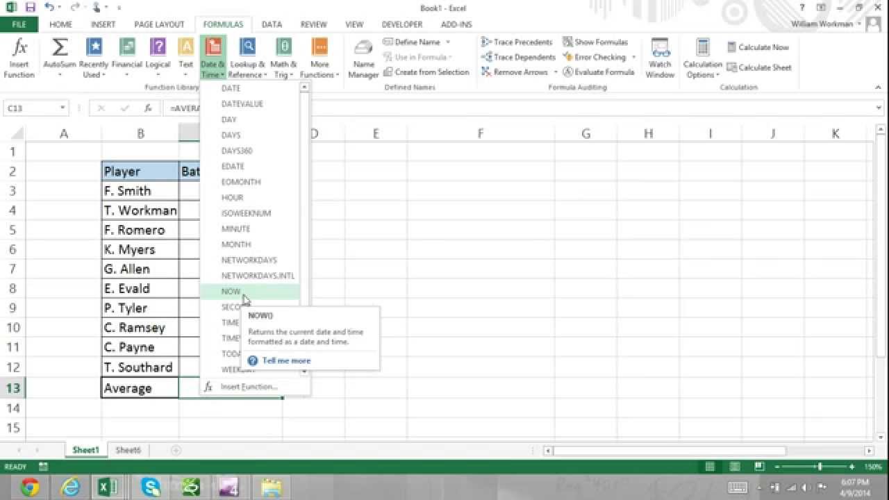Excel For Noobs Part 55 How To Insert Functions Function Library Autocomplete Box Excel 2016