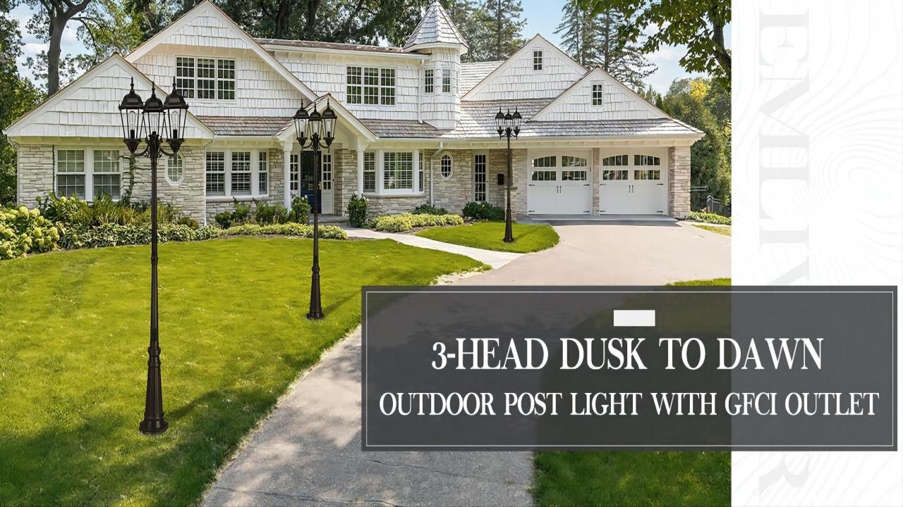 How To Install a Emliviar 90" Rustic Triple Head Lamp Post Light for ...