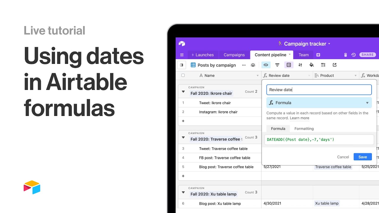 Working With Dates In Airtable Formulas Live Tutorial YouTube Working With Dates In Airtable Formulas Live Tutorial YouTube