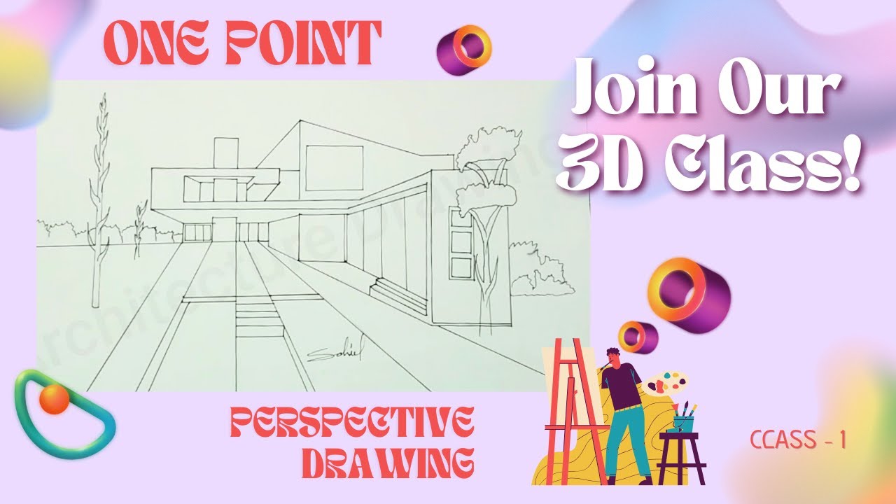 ONE POINT PERSPECTIVE DRAWING | #3d | Residential House | # ...