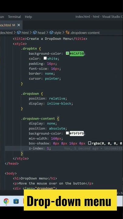 Drop-down menu in css html - YouTube