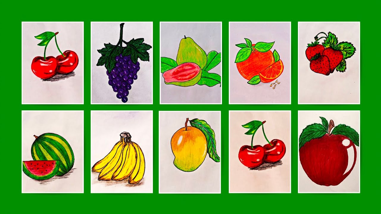 9 Easy Fruits Drawing | How to Draw Fruits Step by Step for Beginners ...