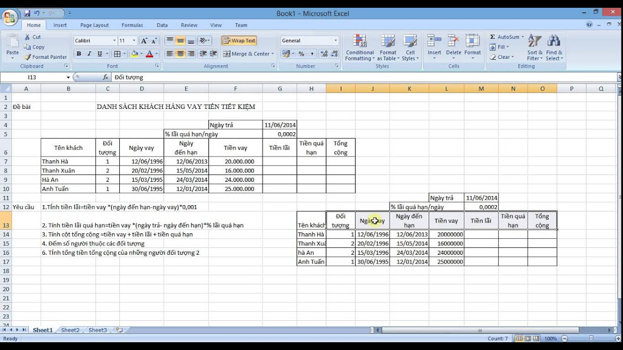 bai tap excel - YouTube