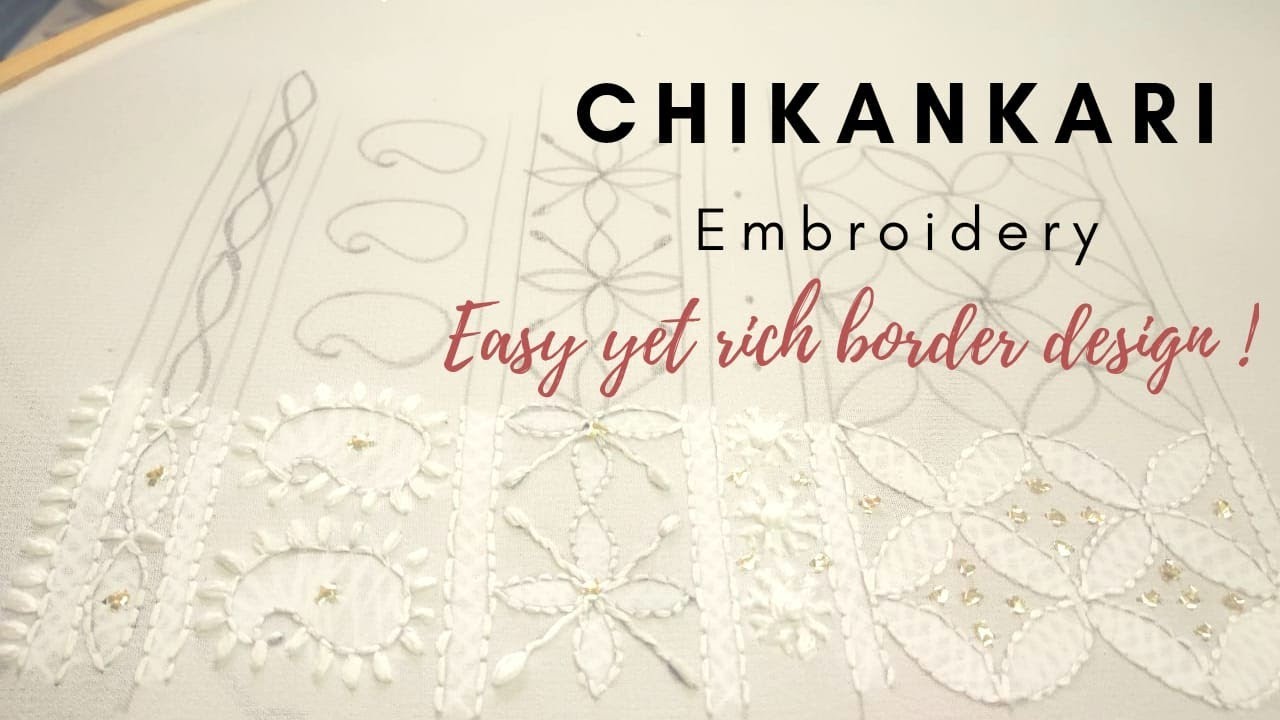 Easy but rich border design drawing | Chikankari embroidery border ...