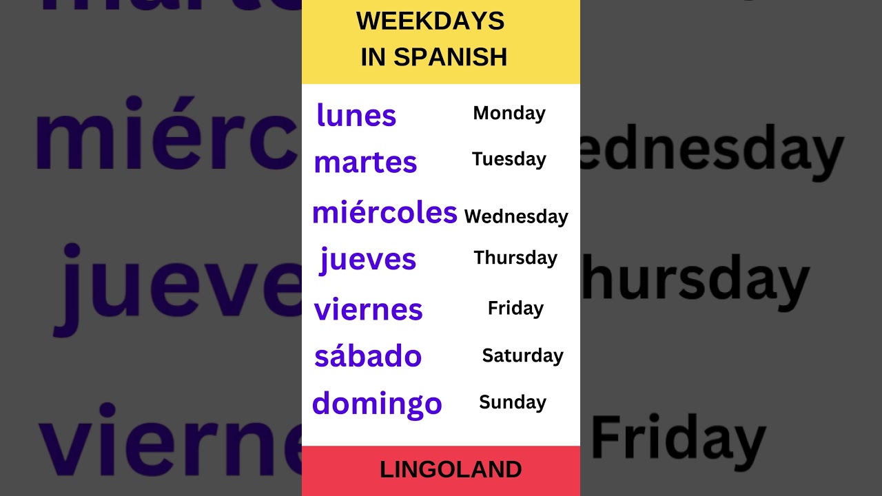 Days Of The Week In Spanish Printables