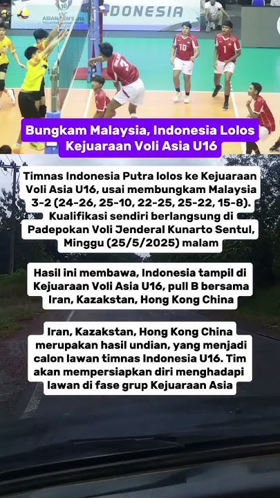 Bungkam Malaysia, Indonesia Lolos Kejuaraan Voli Asia U16 - YouTube