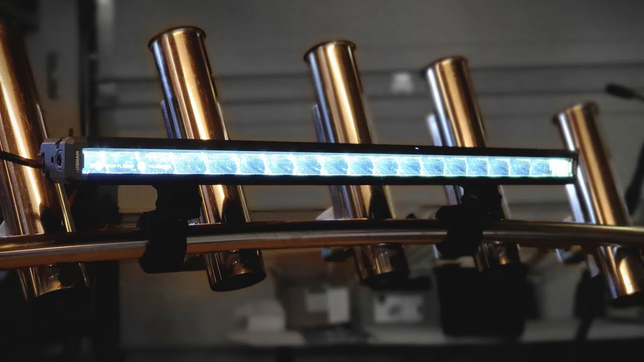 Osram Light Bar VX500-SP and Round VX80-WD Light Beam on The Boat - YouTube