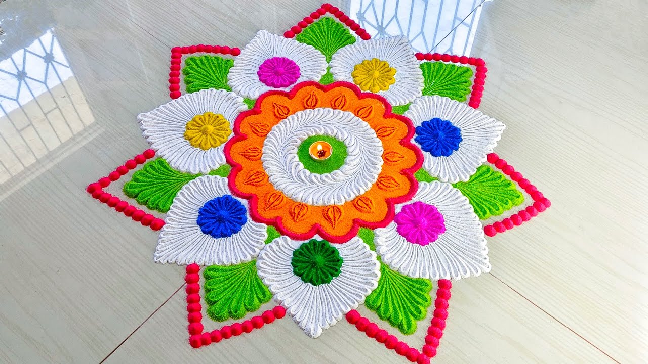 Simple rangoli design | New rangoli design | rangoli ka design ...