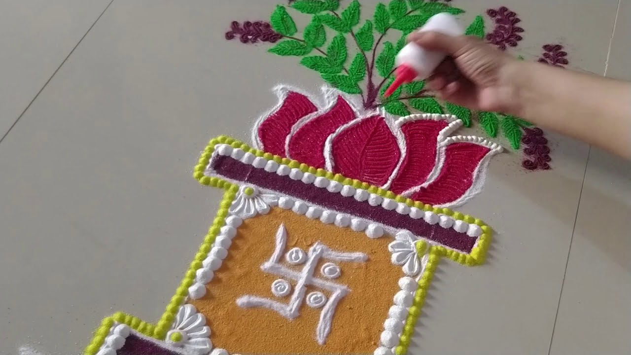 Tulsi Vrindavan Rangoli | Rangoli designs for Tulsi Vivah | Rangoli ...