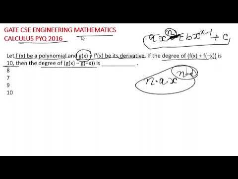 ENGINEERING MATHEMATICS GATE CSE CALCULUS PYQ 2016 - YouTube
