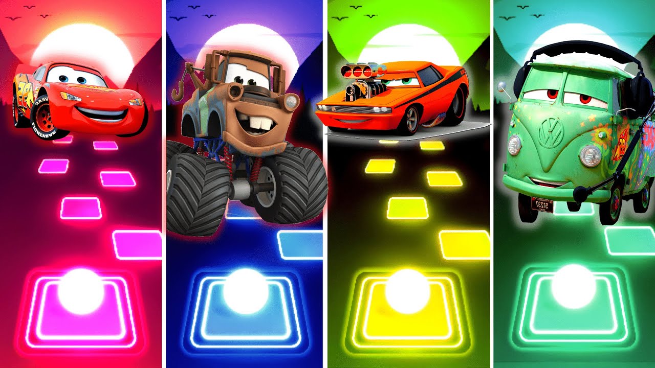 Mcqueen vs Tow Mater WHEELS vs Snort Tod vs Fillmore Tiles Hop EDM Rush ...