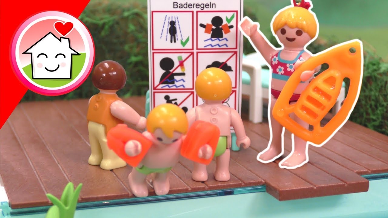 Playmobil Familie Hauser - Anna und Lena spielen Schwimmbad ...