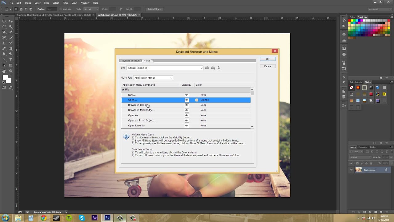 Photoshop CS6 Tutorial - 30 - Customizing User Interface - YouTube