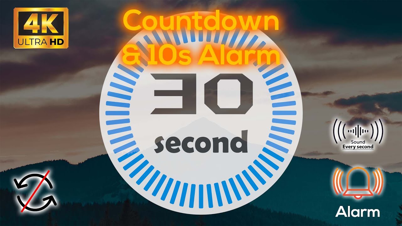 00:30s 🔔 30 Second COUNTDOWN with Tick Tock Sound Every Second and ...