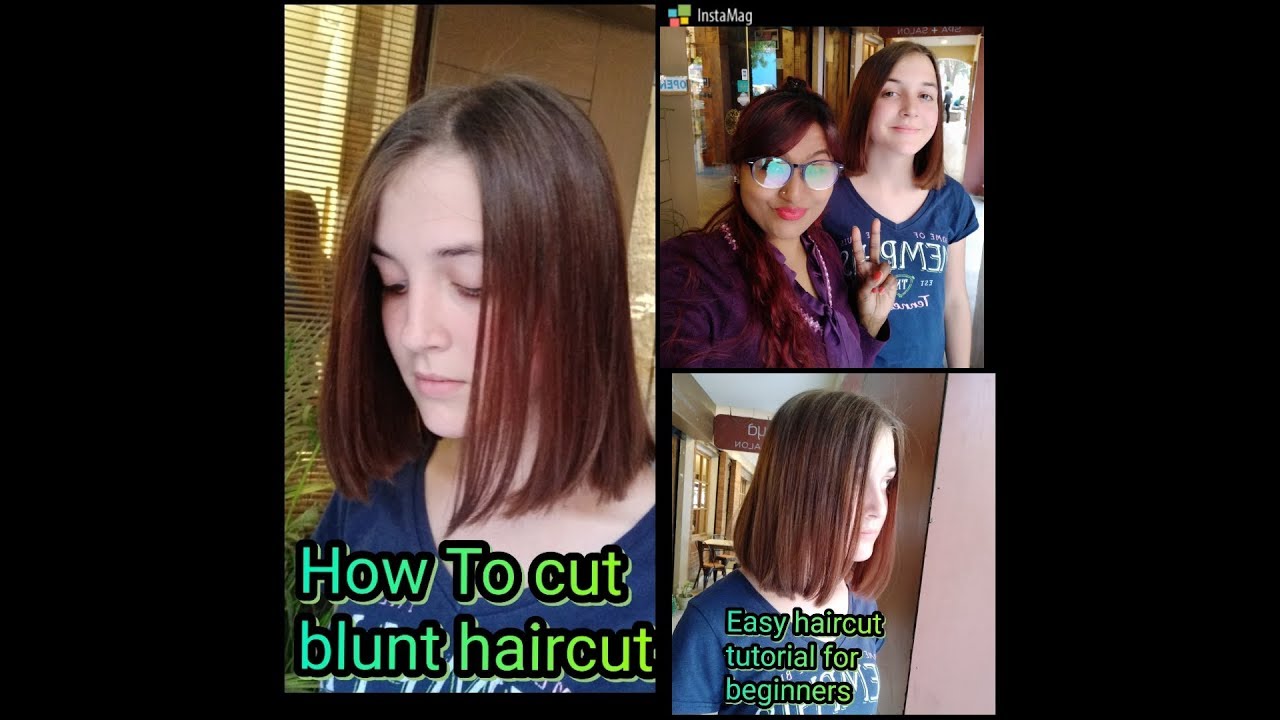 How to cut blunt haircut | shoulder length haircut | easy haircut ...