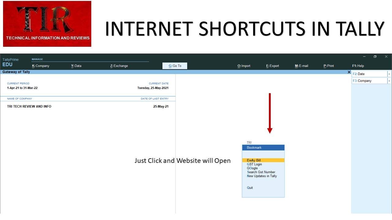 Tally prime Latest Free TDL Create Short Cut Internet Links in tally ...