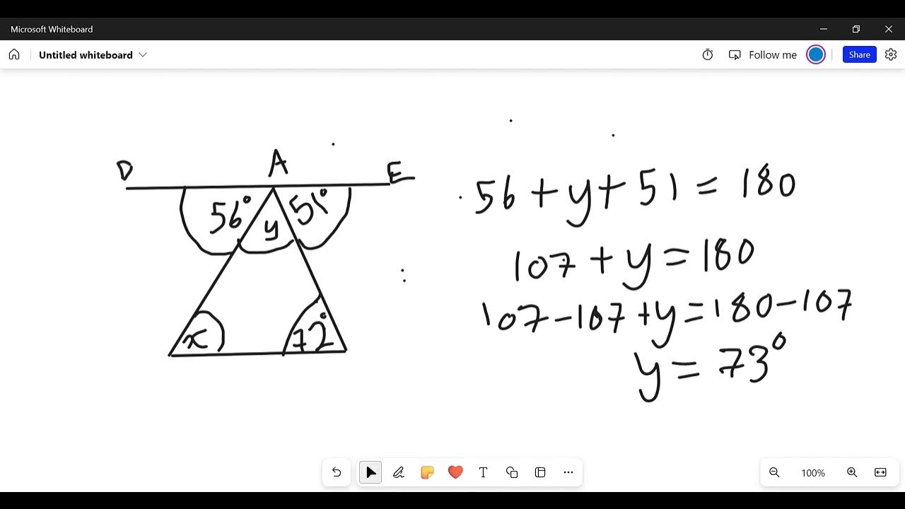 How to calculate angles along a straight line & triangle - YouTube