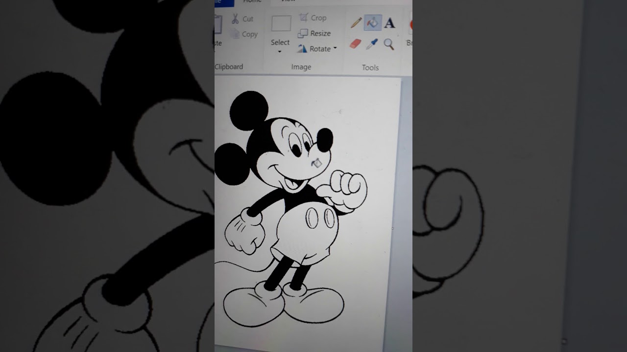 Me colouring Mickey Mouse in Paint - YouTube