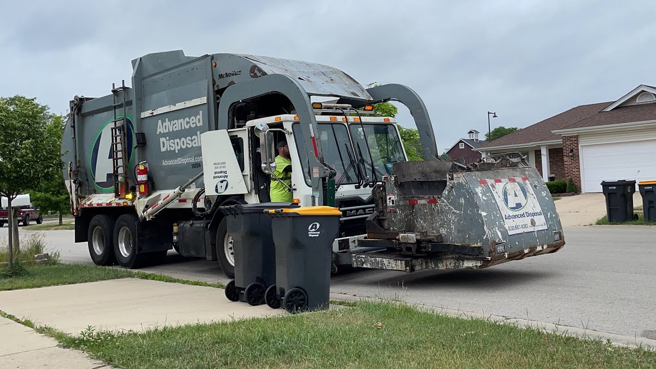 Ex Advanced Disposal Mack LEU McNeilus Contender Garbage Truck - YouTube