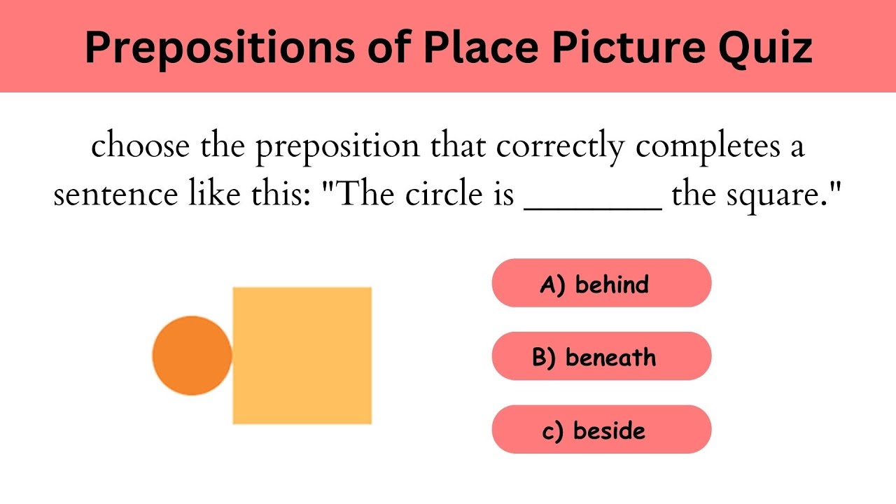Prepositions Quizzes | 10 Prepositions of Place Picture Quiz | Test ...
