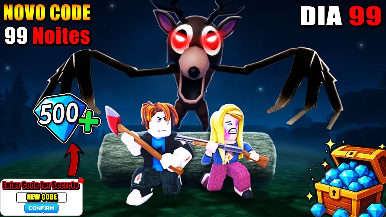 🚨 NOVO CÓDIGO DE DIAMANTES NO 99 Noites na Floresta + COMO SOBREVIVER ...