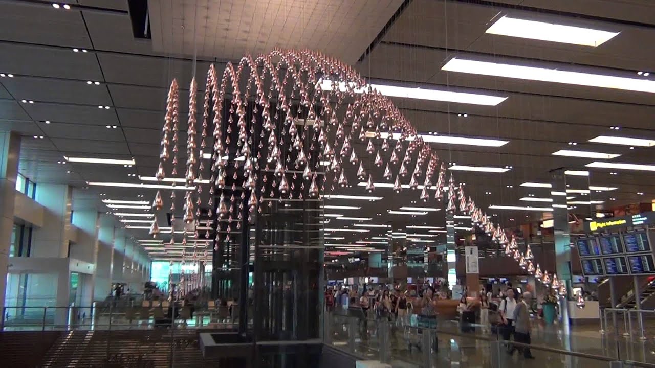 CHANGI AIRPORT, SINGAPORE, SINGAPORE, FLOATING GOLDEN BALLS - YouTube