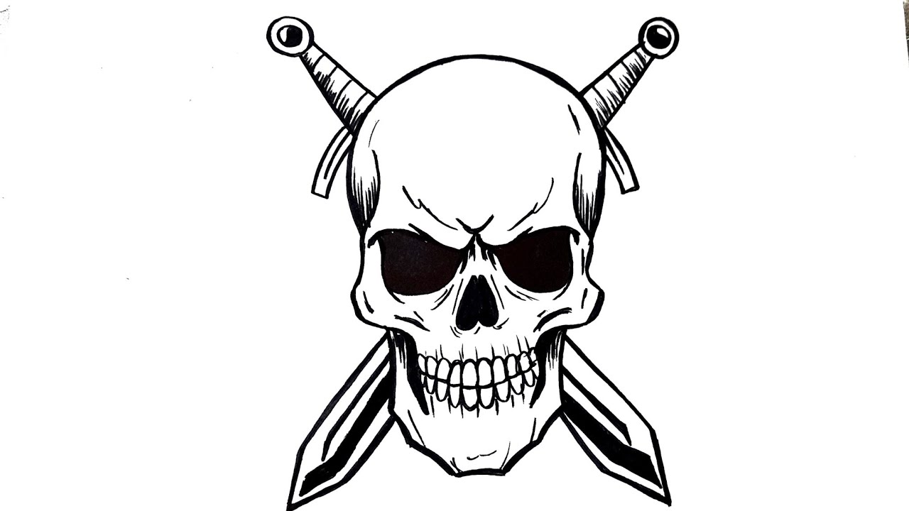 How to draw skull tribal tattoo || skull drawing tutorial - YouTube