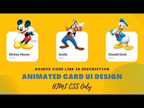 Disney Characters Animated Card UI Design Using HTML CSS Only