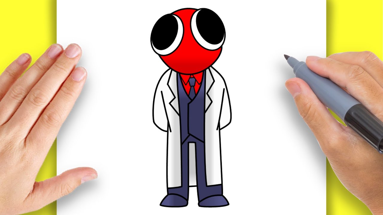 Como DESENHAR o RED do RAINBOW FRIENDS ROBLOX Fácil / How to DRAW RED ...