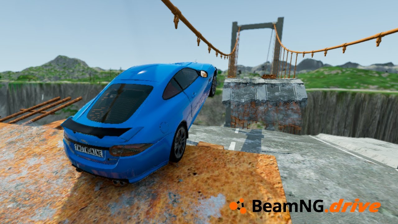 Cars Jump Over Broken Bridge Using Ramp | BeamNG Drive Challenge - YouTube