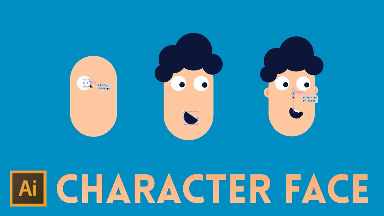 How To Draw A character Face In Illustrator (Speed Art) | Illustrator ...