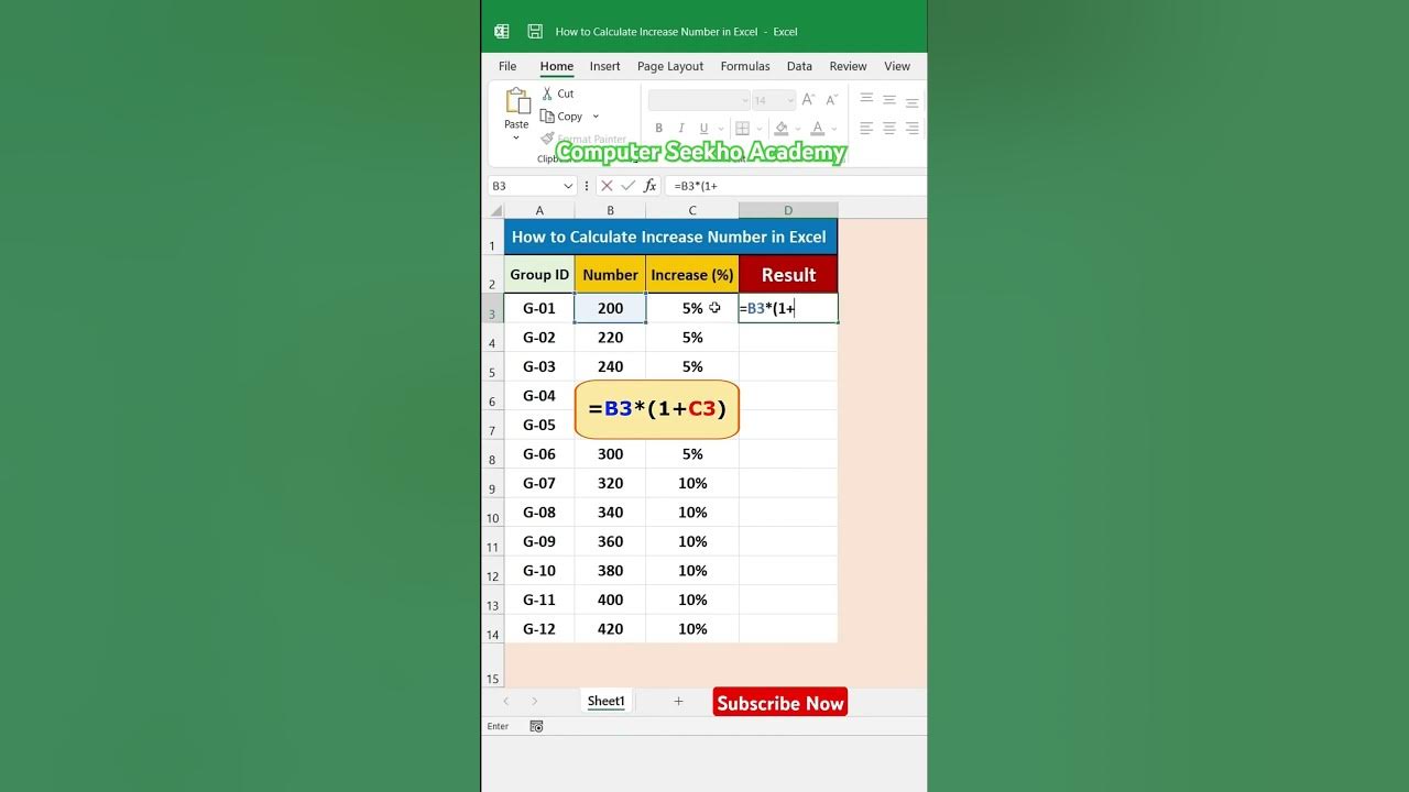 How to Calculate Increase Numbers from Percentage in Excel #short #excel #exceltips #exceltricks ...