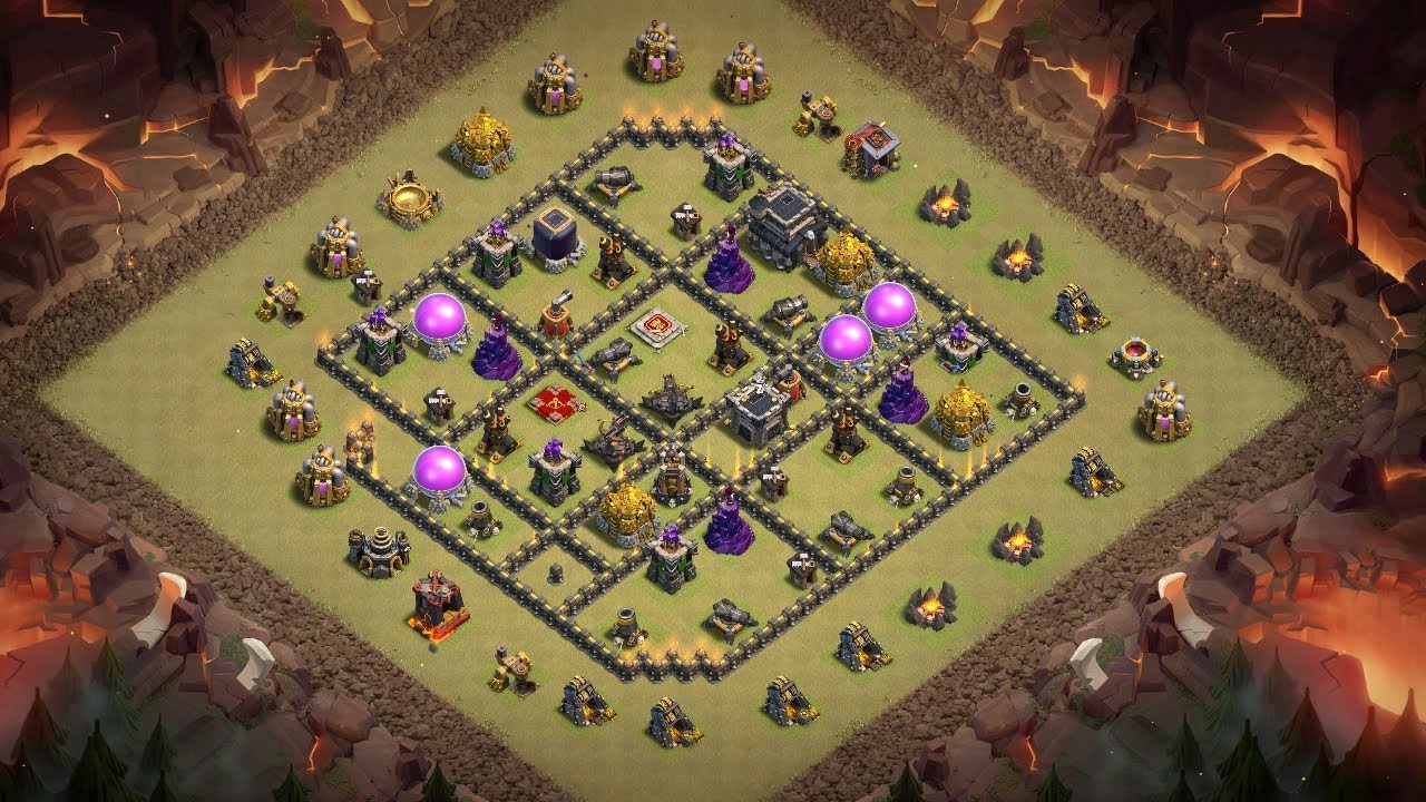 th9 war base gets 6 defenses HL rules + replays - YouTube