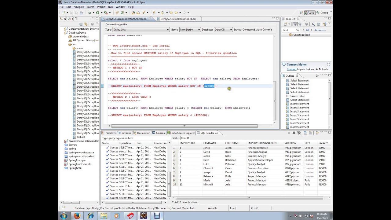 SQL INTERVIEW QUESTION SECOND MAX SALARY YouTube sql-interview-question-second-max-salary-youtube