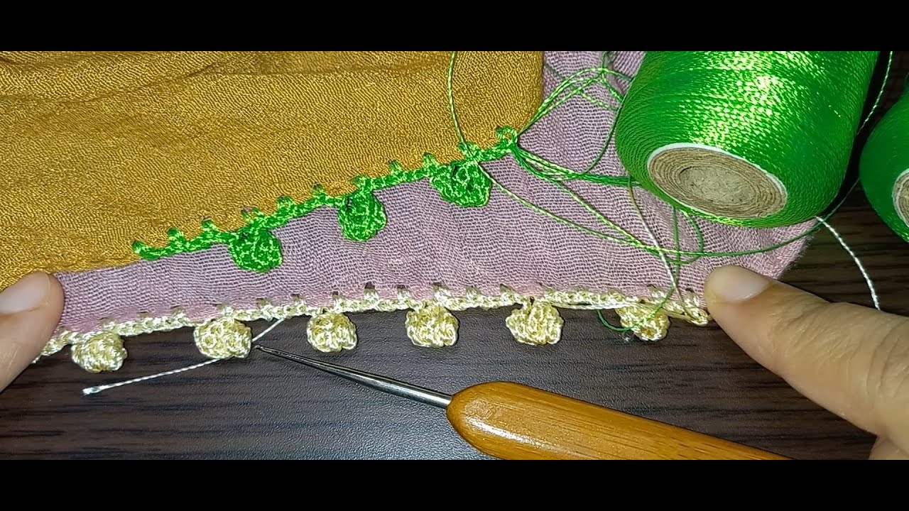 Super easy and fast crochet pompom dupatta lace design 👌/Easy crochet ...