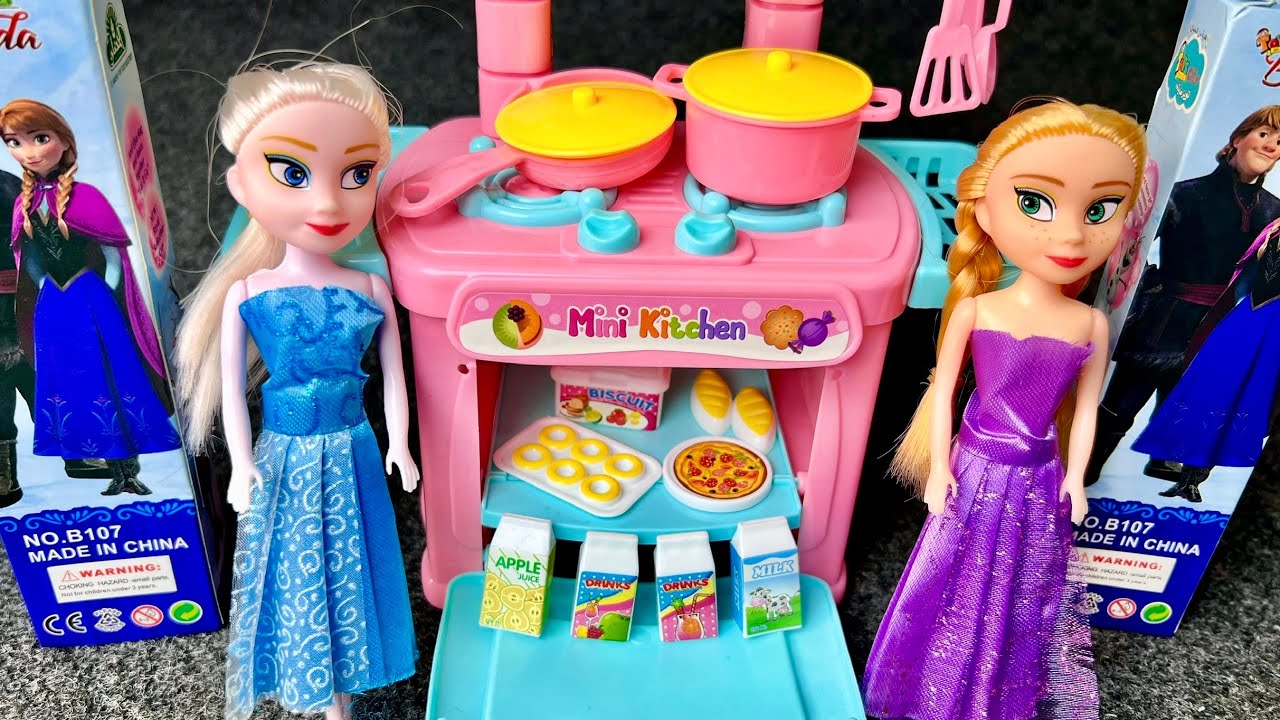 6 Minutes Satisfying Unboxing | Elsa, Anna Playing with Mini Kitchen ...