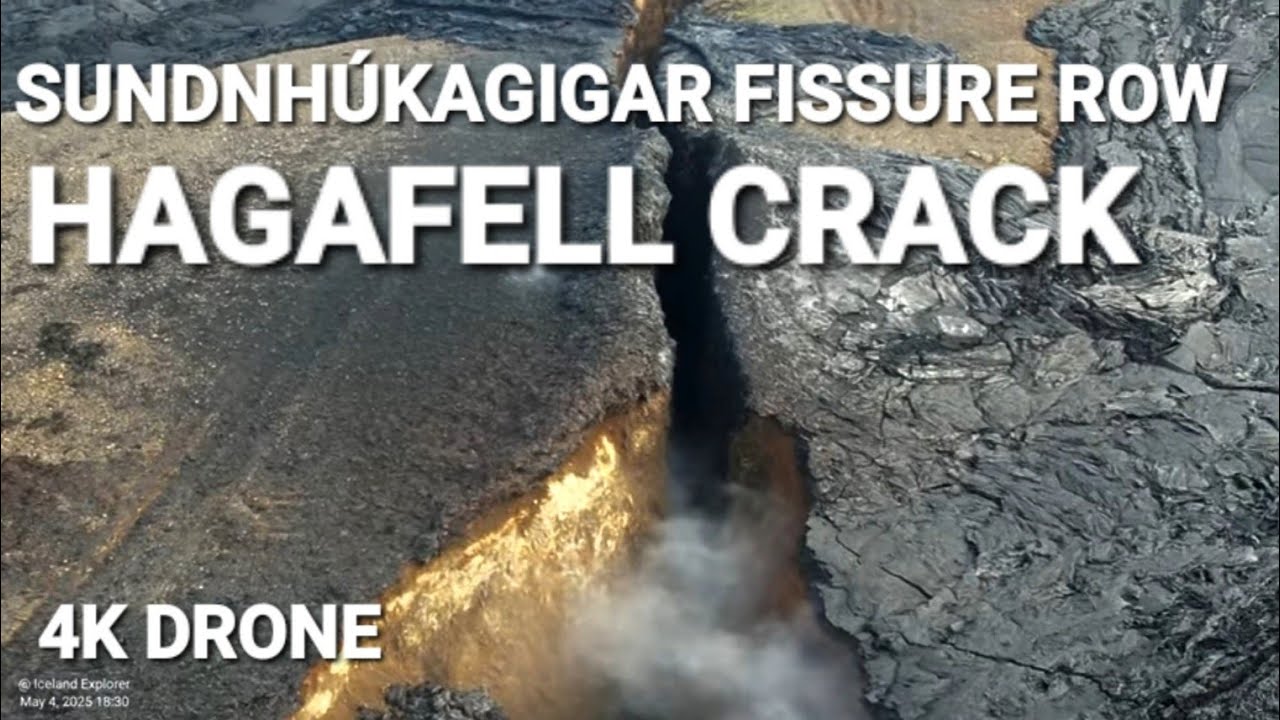 Immense fissure east of Hagafell exlpored with drone. Sundhnukur ...