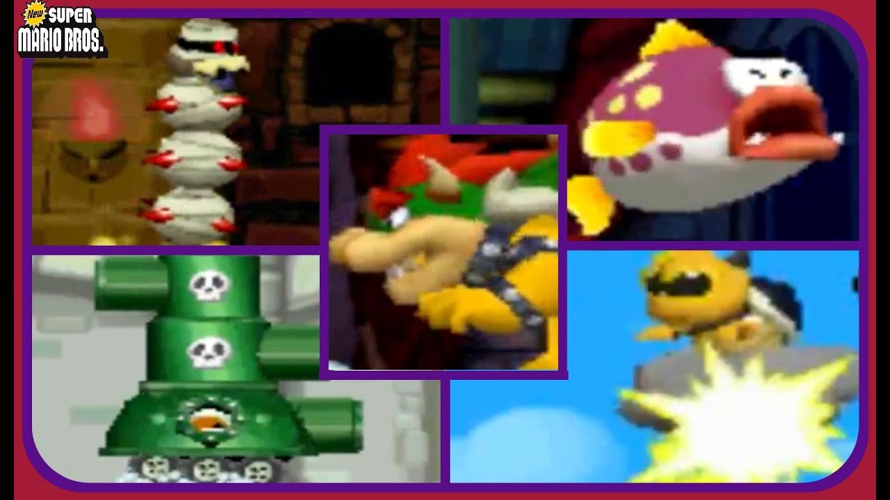 New Super Mario Bros - All Boss Encounters - No Damage!! - YouTube