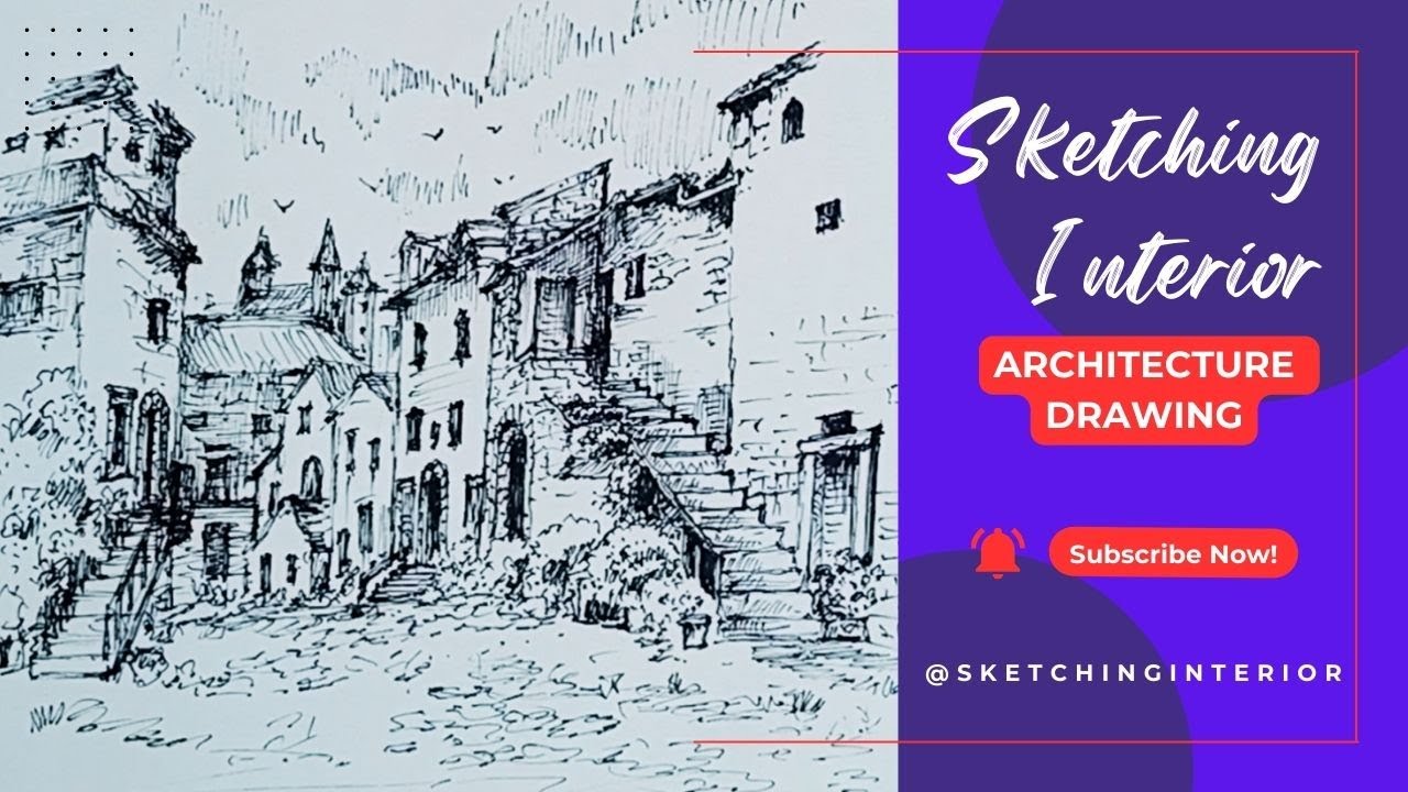 How to Draw Architecture Drawing of Old Buildings | Freehand Pointer ...