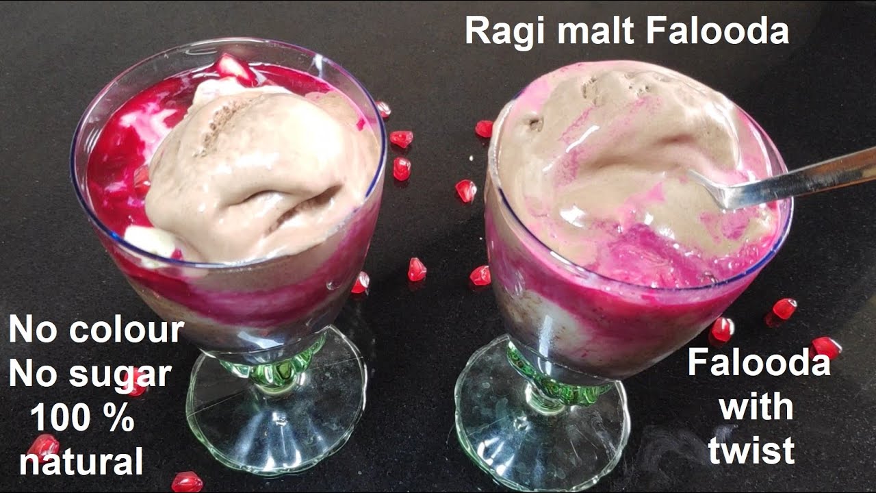 Falooda recipe | ragi malt falooda | healthy desserts recipe | millet ...
