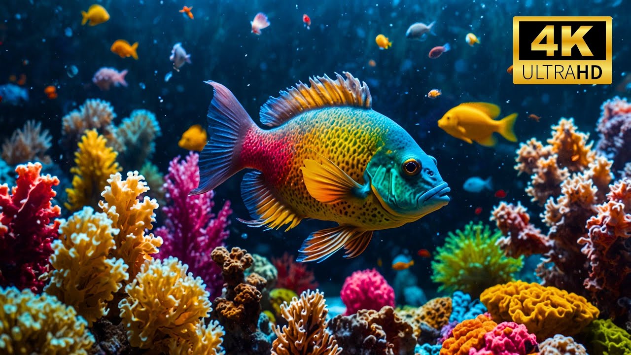 4K Real Aquarium Music Live | Beautiful Fish Tank for Meditation, Sleep ...