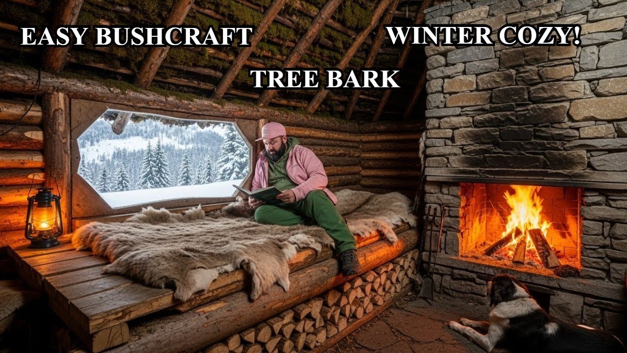 Tree Bark Survival Shelter: Easy Bushcraft Build for The Wild - YouTube