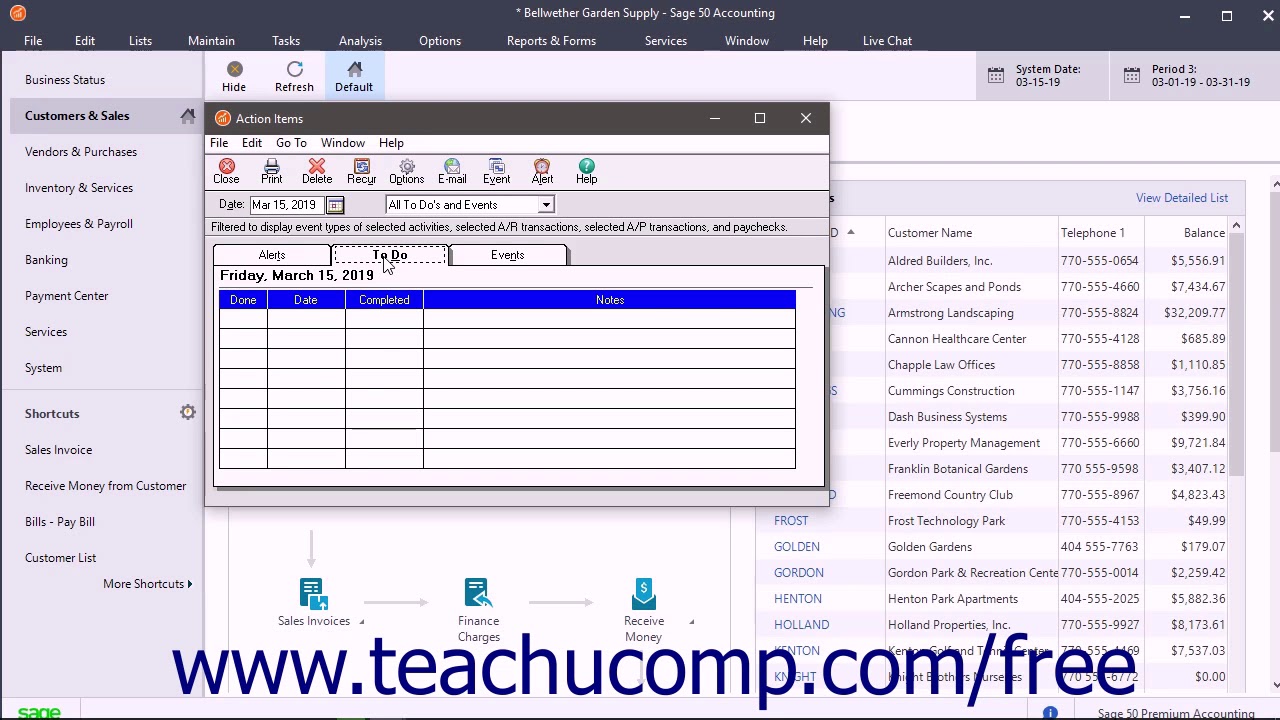 Sage 50 2018 Tutorial To-Do Items Sage Training - YouTube