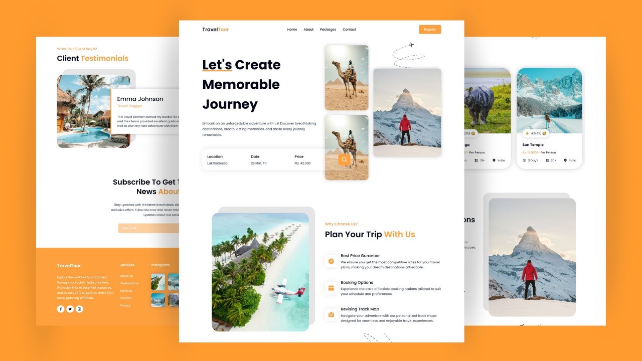 Responsive Tour & Travel Website Design using HTML, CSS & JS - YouTube
