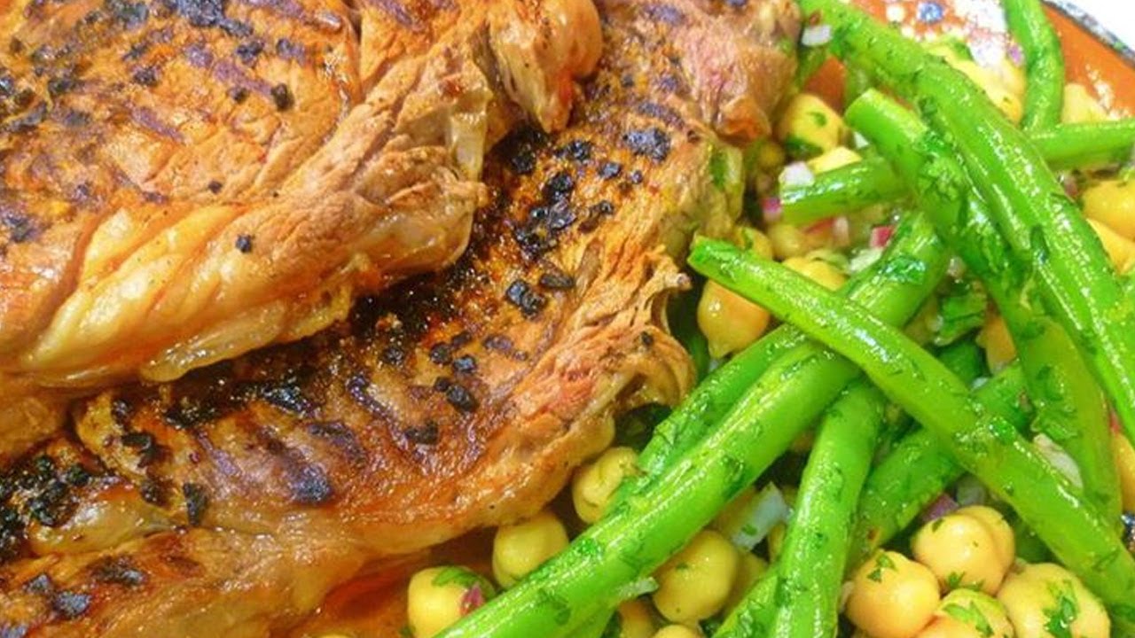 Receta de rib eye con ensalada de garbanzo y ejotes / Rib eye with ...