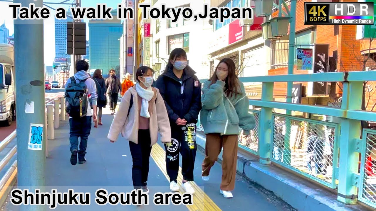 4K 60fps HDR// Take a walk in Tokyo, Japan, Shinjuku-Gyoenmae→Shinjuku ...